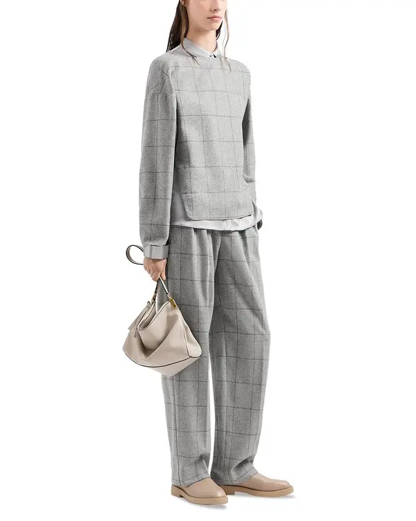 Emporio Armani Wool Flannel Trousers With Tattersall Checks