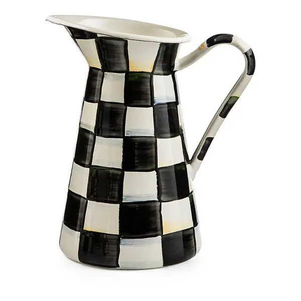 MACKENZIE-CHILDS Courtly Check Practical Pitcher, Medium - Black/white
