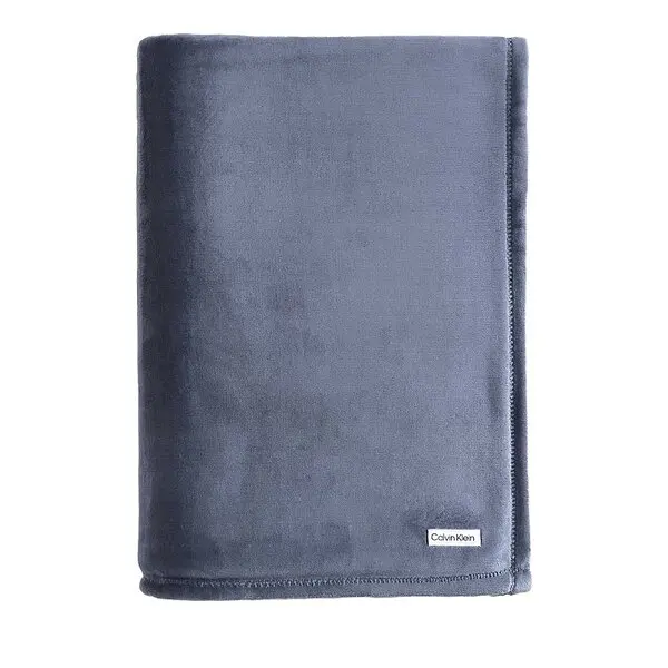 Calvin Klein Core Plush Solid Blanket - Slate Blue