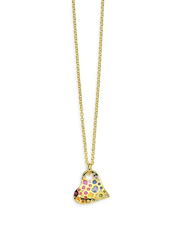 Ippolita 18k Rock Candy Rainbow Sapphire, Tsavorite & Diamond Heart Pendant Necklace - Multi/gold