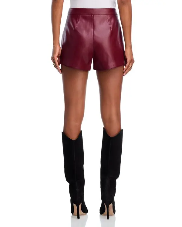 L'Agence Dionne Faux Leather Shorts - Black Cherry