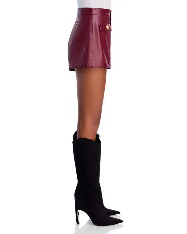 L'Agence Dionne Faux Leather Shorts - Black Cherry