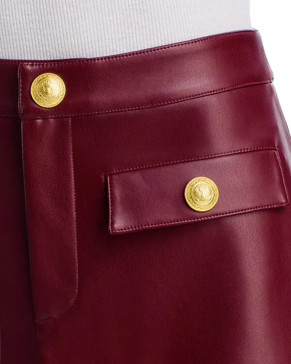 L'Agence Dionne Faux Leather Shorts - Black Cherry