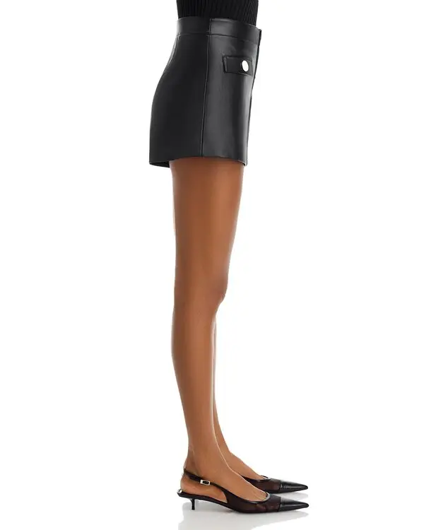 L'Agence Dionne Faux Leather Shorts - Black/gold