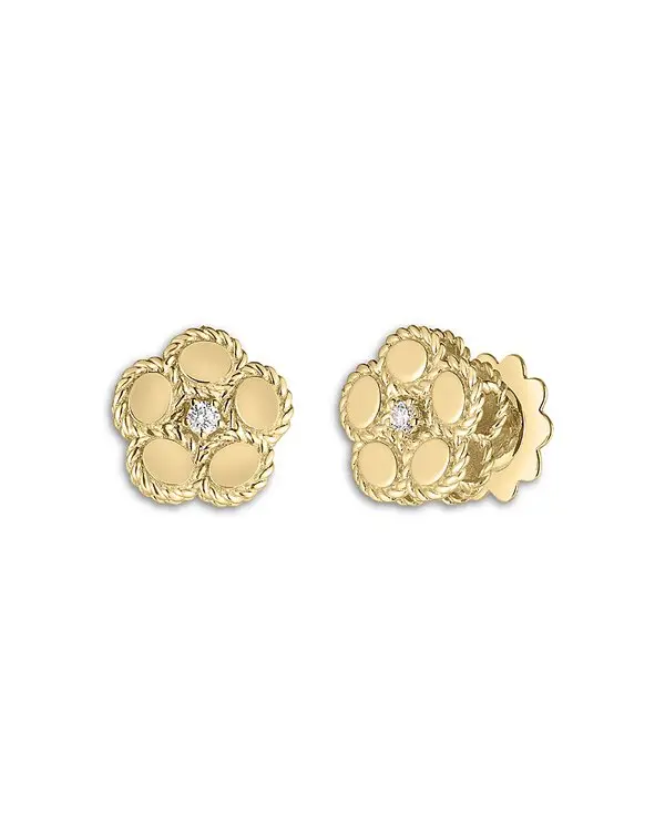 Roberto Coin 18k Yellow Daisy Diamond Flower Stud Earrings - Gold