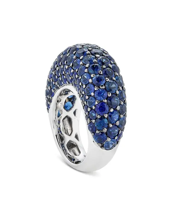 Piranesi 18k White Gold Dome Sapphire Statement Ring - Blue/white