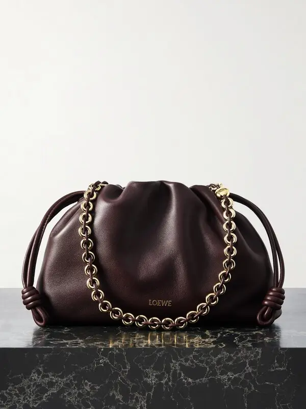 Loewe Flamenco Leather Clutch - Burgundy