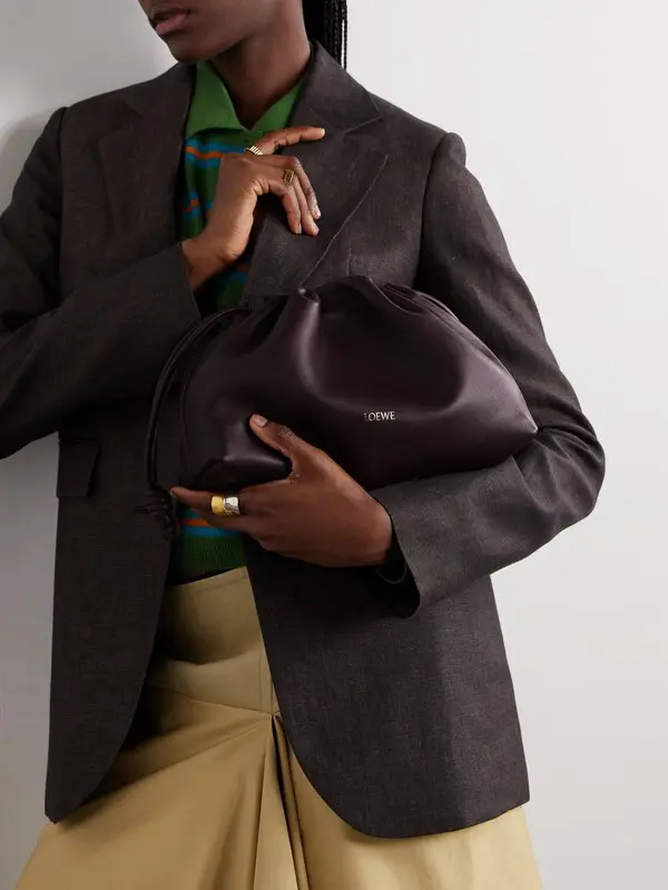 Loewe Flamenco Leather Clutch - Burgundy