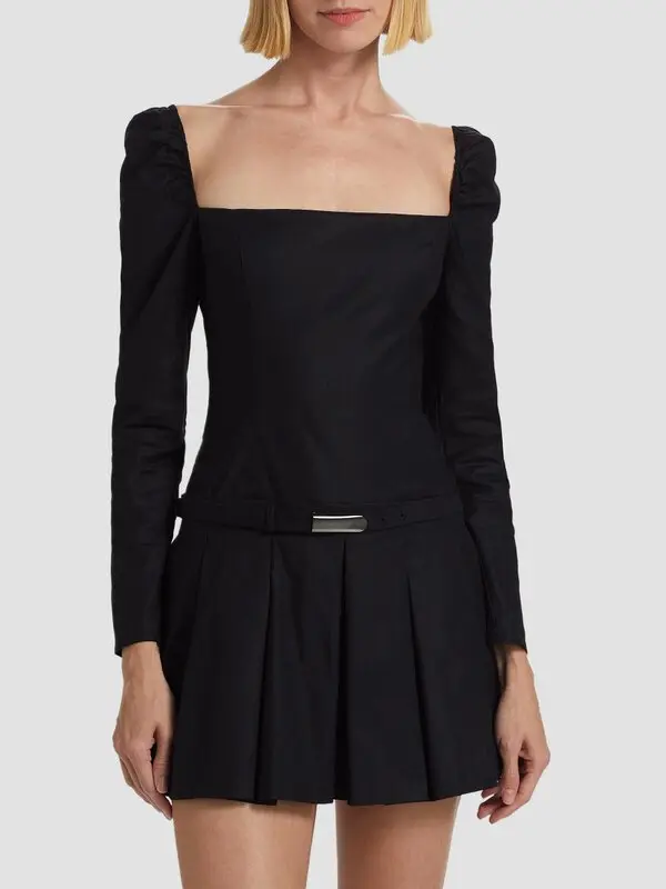 REFORMATION Luella Poplin Square-neck Minidress