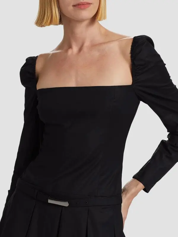 REFORMATION Luella Poplin Square-neck Minidress