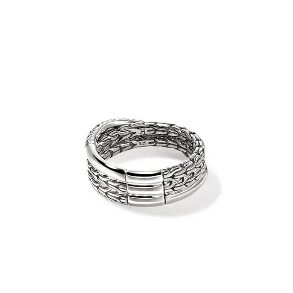 John Hardy Jh Essential Pavé Crossover Ring - Sterling Silver