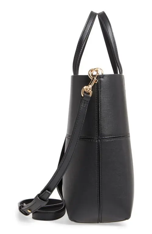 Tory Burch Block-T Mini Leather Tote - Black/Black | Editorialist