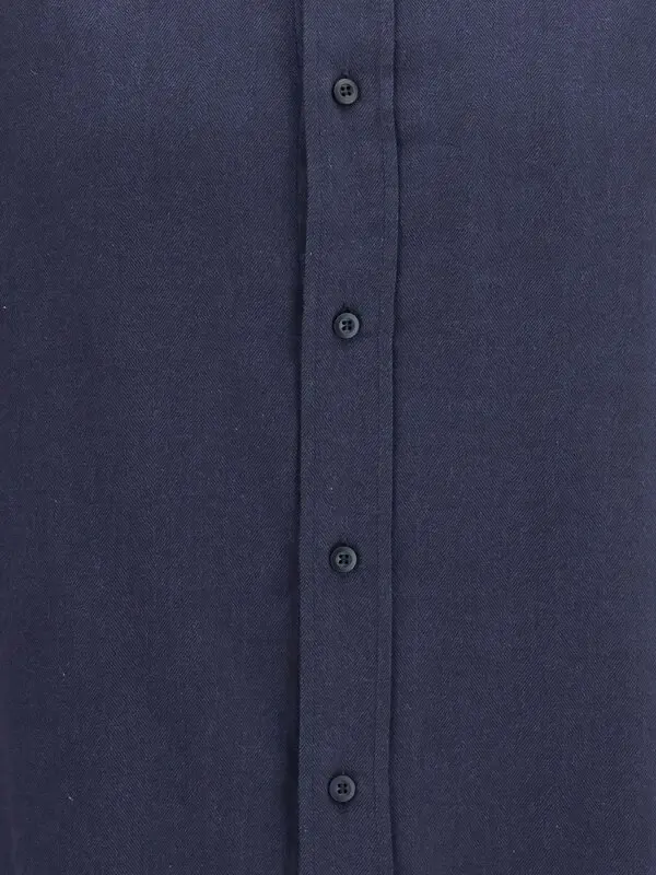 Brunello Cucinelli French Collar Cotton Shirt With Long Sleeves - Blue 1