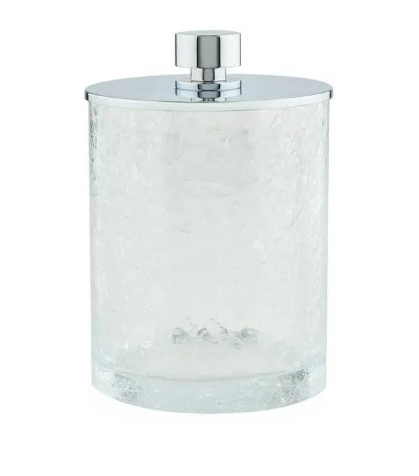 ZODIAC Large Cracked Crystal Jar - Silver