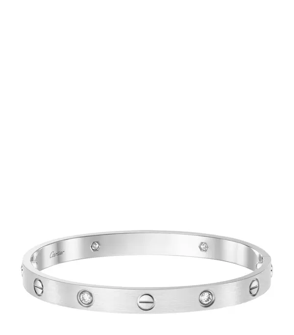 Cartier Brushed Gold And Diamond Love Bangle - White