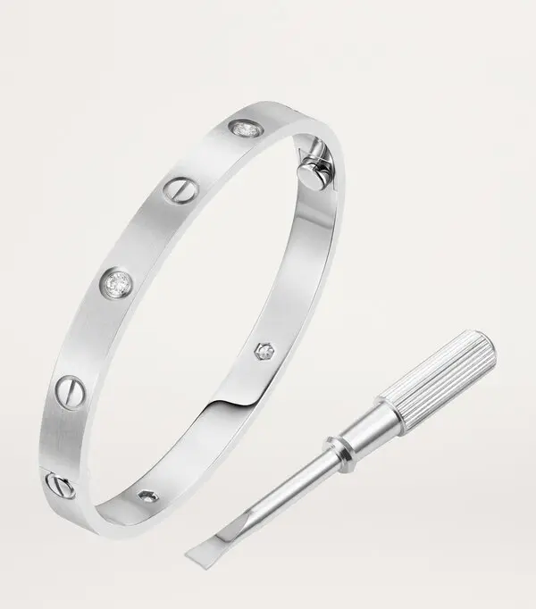 Cartier Brushed Gold And Diamond Love Bangle - White