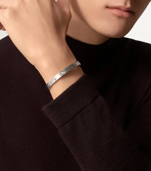 Cartier Brushed Gold And Diamond Love Bangle - White