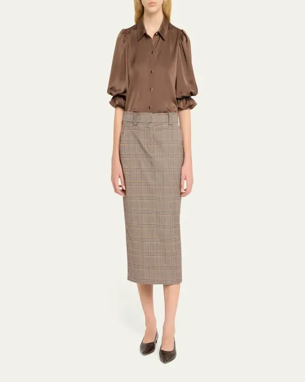 Ramy Brook Clarissa Plaid Midi Skirt