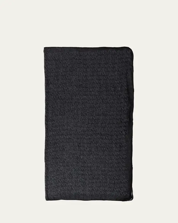 Saint Laurent Monogram Sheer Scarf - Blackmedium Grey