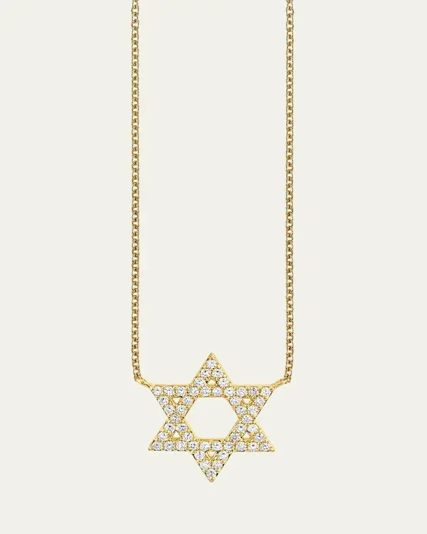 SYDNEY EVAN 14k Yellow Diamond Star Of David Necklace - Gold