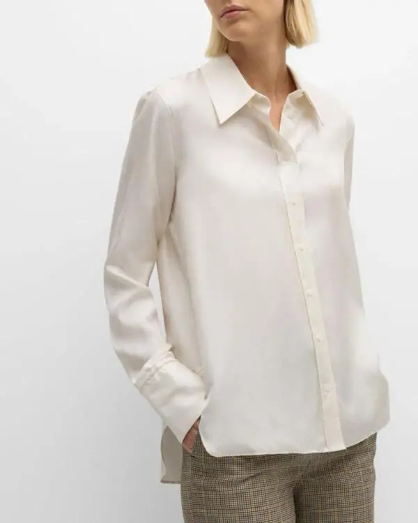 ARGENT Button-down Silk Twill Blouse