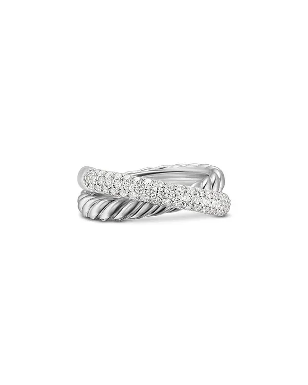 David Yurman Sterling And Diamond Crossover Ring - Silver