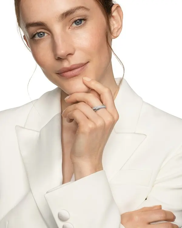 David Yurman Sterling And Diamond Crossover Ring