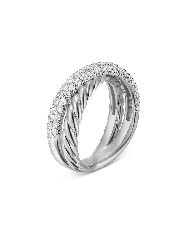 David Yurman Sterling And Diamond Crossover Ring