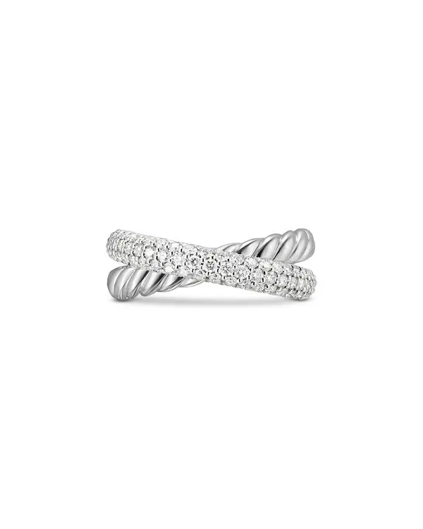 David Yurman Sterling And Diamond Crossover Ring