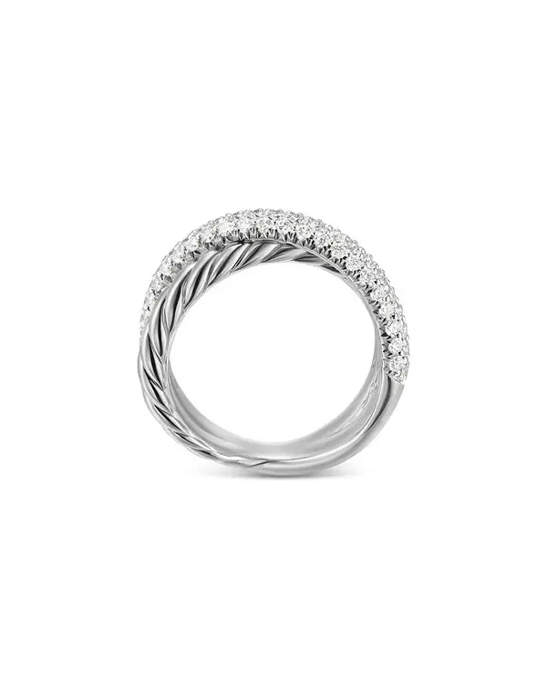 David Yurman Sterling And Diamond Crossover Ring
