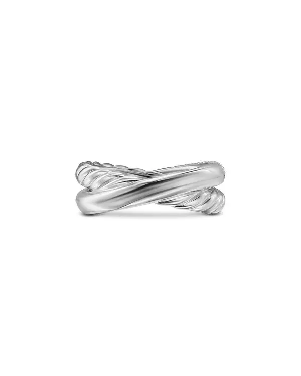 David Yurman Sterling And Diamond Crossover Ring