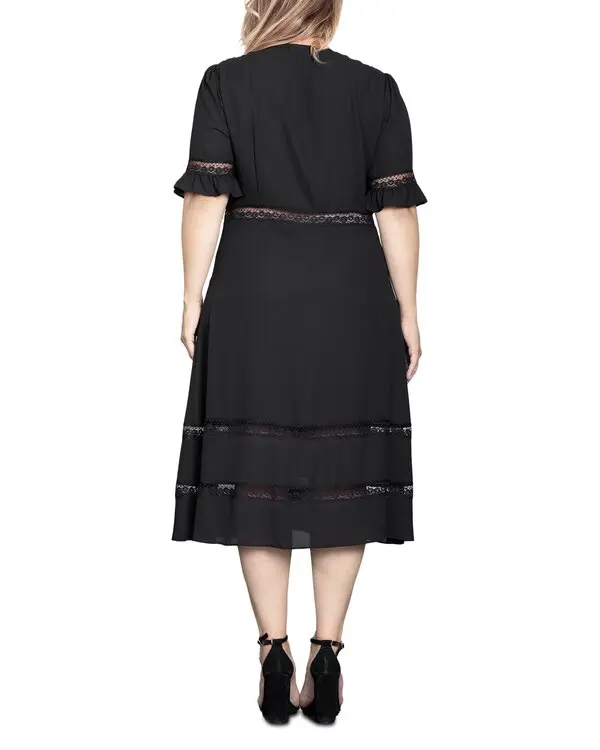STANDARDS & PRACTICES Button Front Midi Dress - Black