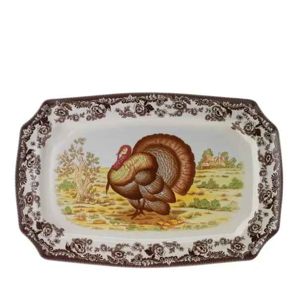 SPODE Woodland Turkey Rectangular Platter - Brown