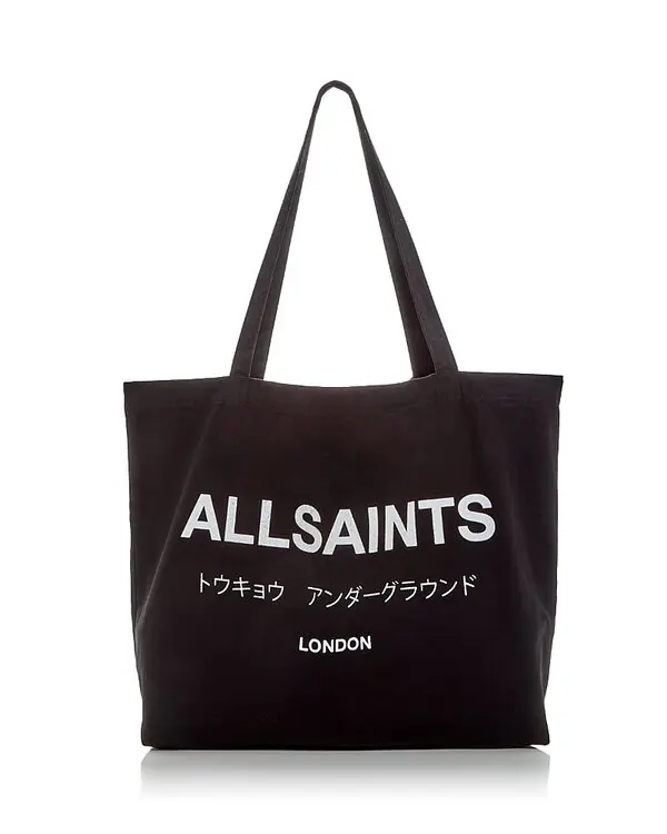 ALLSAINTS Underground Logo Tote - Black/ Charcoal