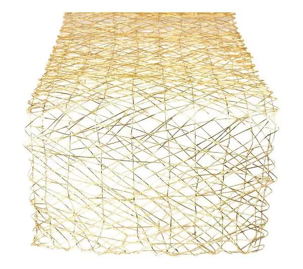DESIGN IMPORTS Gold Woven Paper Table Runner 14 X72 - One-color