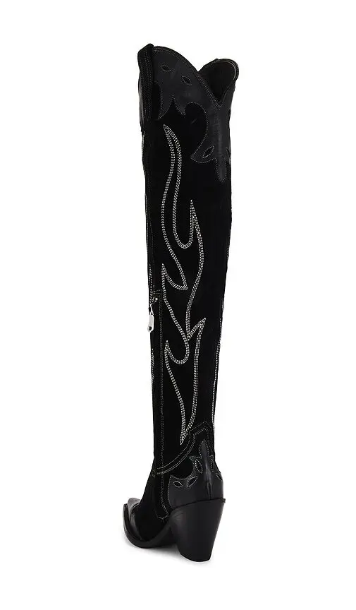 Free People Wild West Thigh High Boots - Black Suede