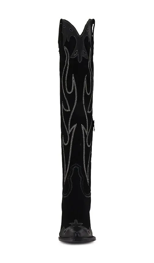 Free People Wild West Thigh High Boots - Black Suede