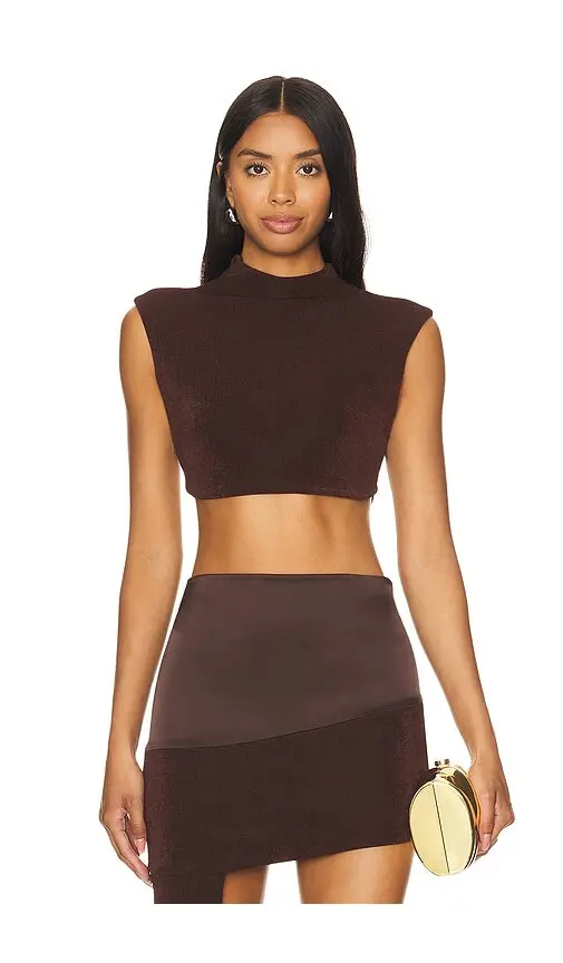 KHANUMS Backless Cropped Tee - Brown