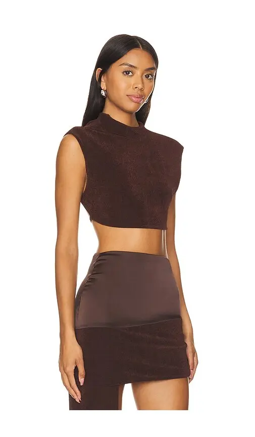 KHANUMS Backless Cropped Tee - Brown