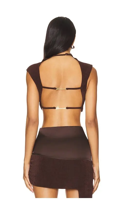 KHANUMS Backless Cropped Tee - Brown