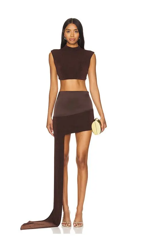 KHANUMS Backless Cropped Tee - Brown
