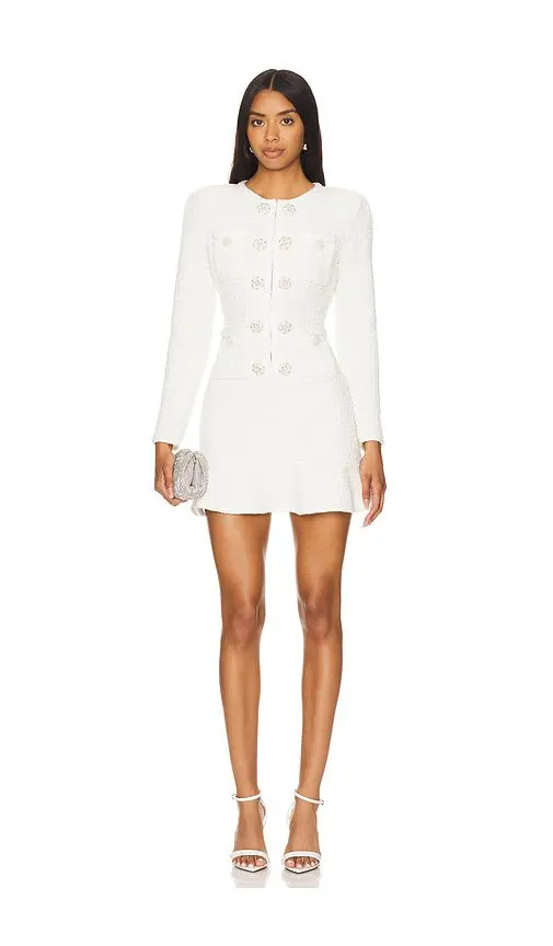 SELF-PORTRAIT Buttoned Knit Mini Dress