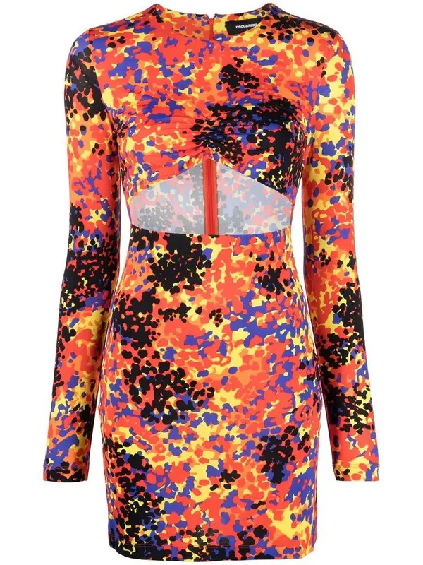 Dsquared2 Printed Cut Out Mini Dress - Multicolour