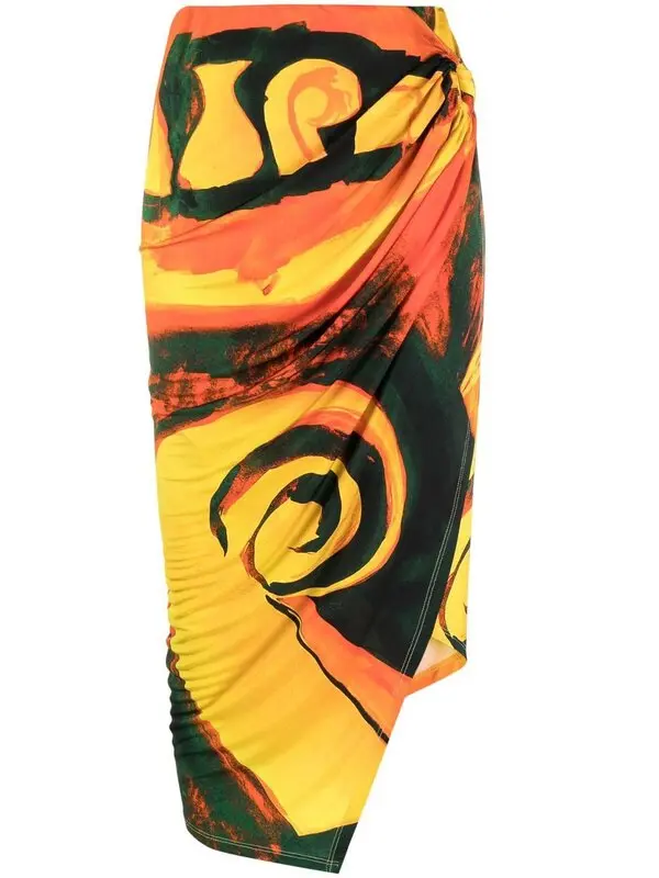 LOUISA BALLOU Coastline Printed Wrap Skirt - Multicolour
