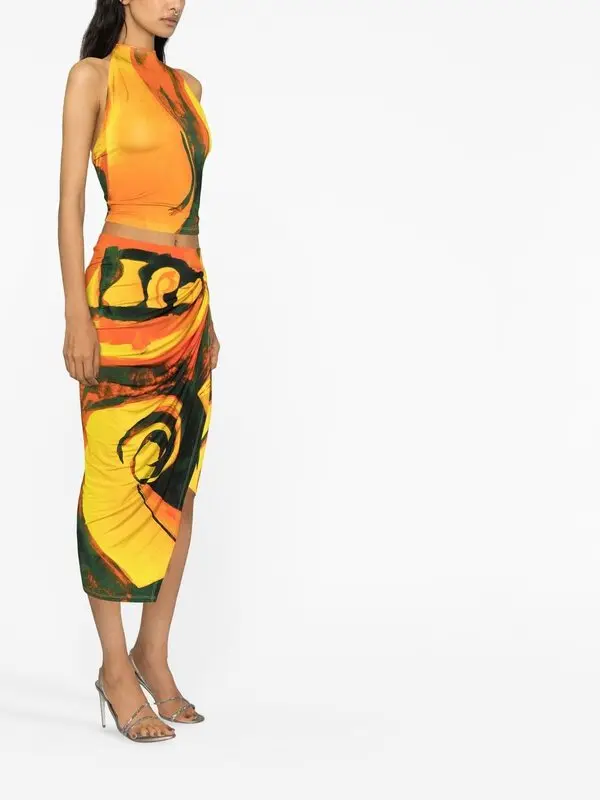 LOUISA BALLOU Coastline Printed Wrap Skirt - Multicolour
