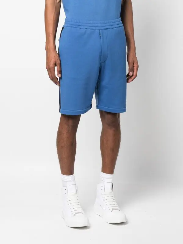 Alexander McQueen Logo Cotton Shorts - Blue