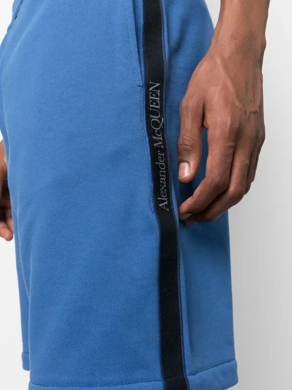 Alexander McQueen Logo Cotton Shorts - Blue