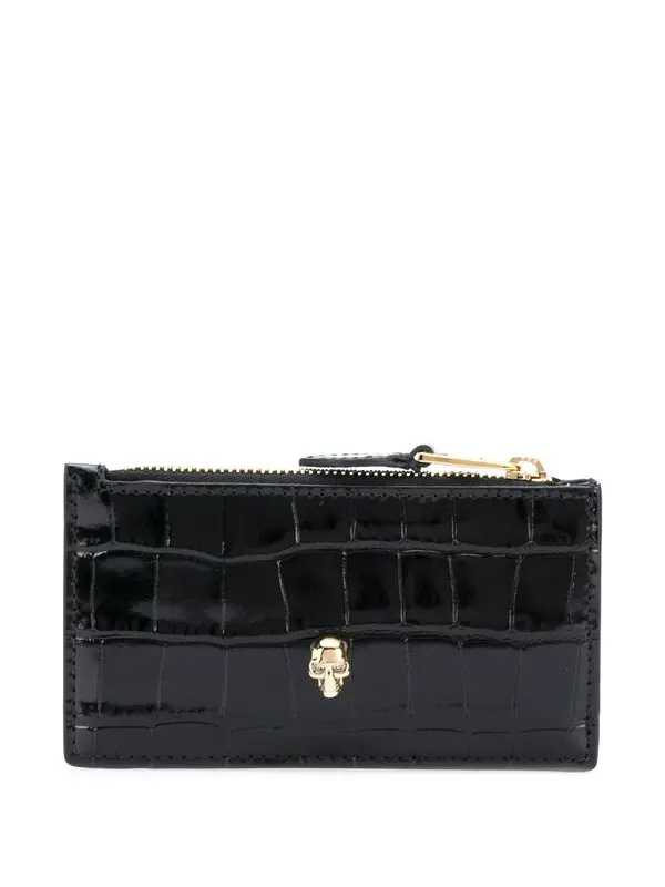 Alexander McQueen Alexander Mc Queen Skull Zipped Leather Credit Card Case - Black