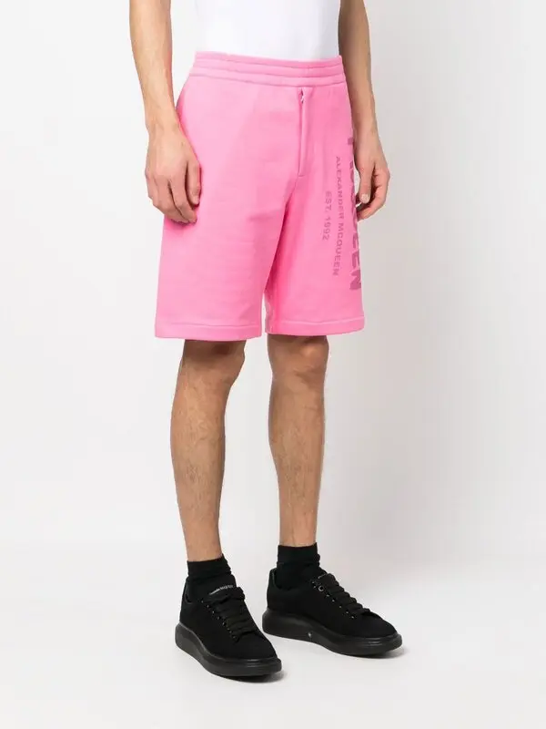 Alexander McQueen Logo Cotton Shorts - Pink