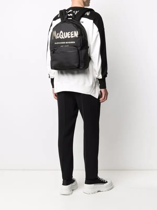Alexander McQueen Graffiti Metropolitan Backpack - Black
